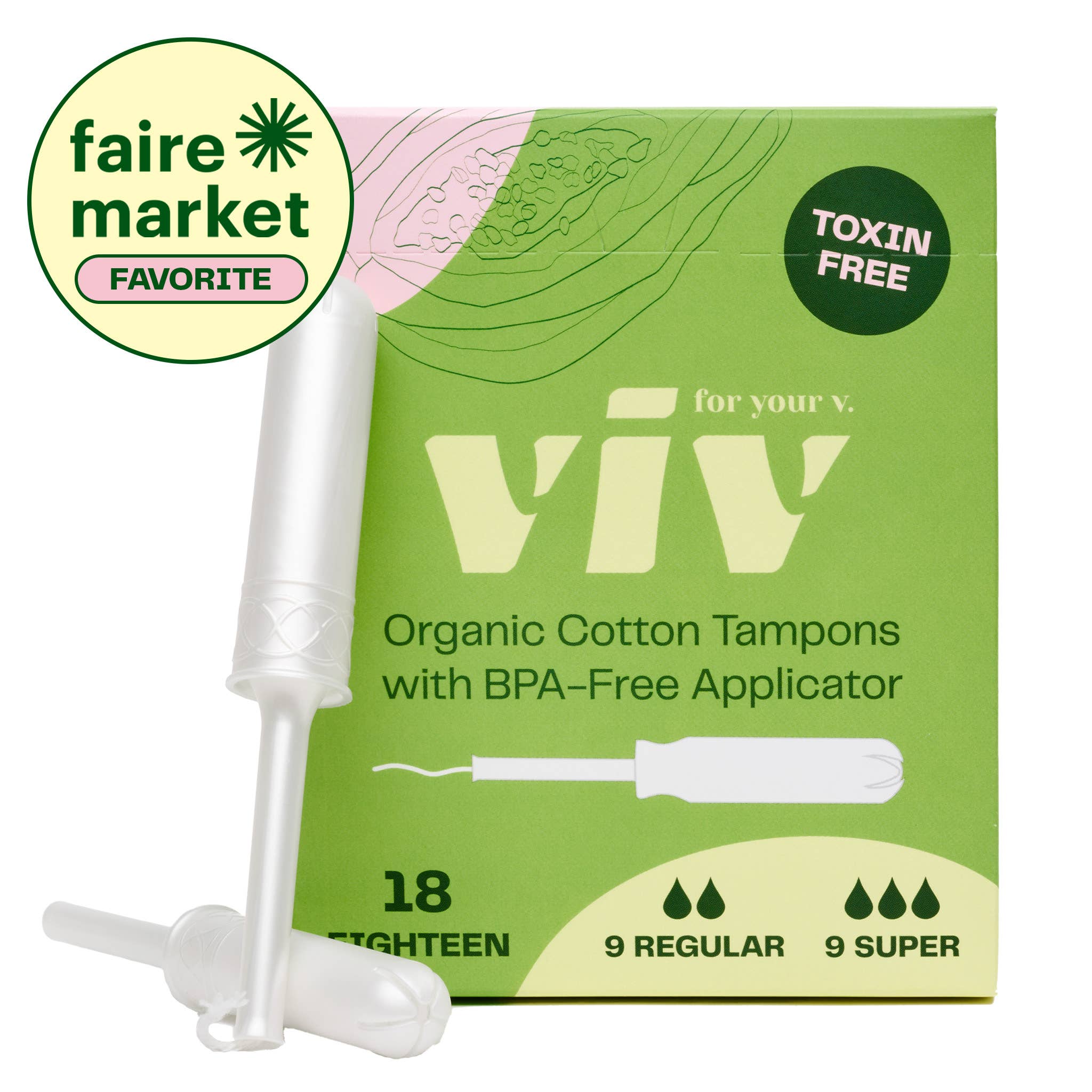Viv for your V - Viv Organic Cotton Tampons - 100% Toxin-Free, BPA-Fre